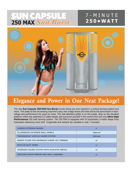 Sun Capsule 250 Max Sun Burst 250W Tanning Bed Manual – Pro Salon Store