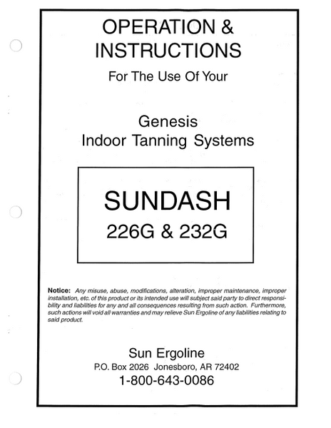 SunDash 232G Tanning Bed Manual – Pro Salon Store