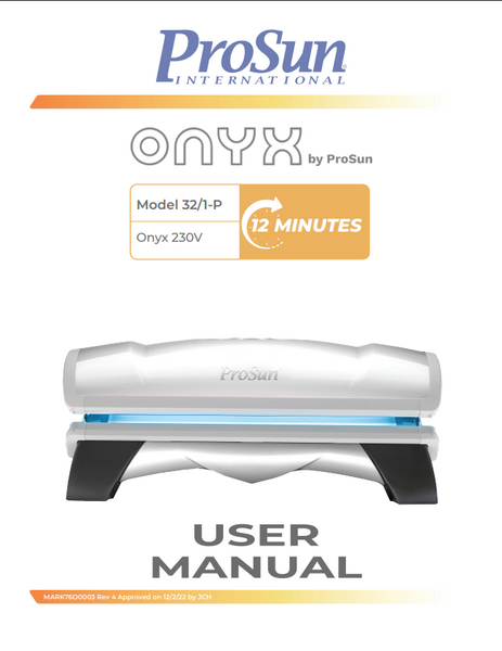 ProSun Onyx 12 Minute Tanning Bed Manual – Pro Salon Store