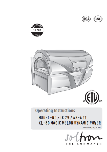Soltron XL-80 Magic Melon Dynamic Power 10 Min Tanning Bed Manual – Pro ...
