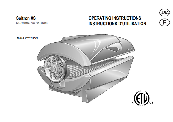Soltron XS-45 Flirt VHP 20 Tanning Bed Manual – Pro Salon Store