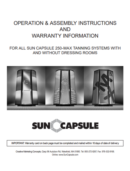 Sun Capsule 250W Max Cosmo Tanning Bed Manual – Pro Salon Store
