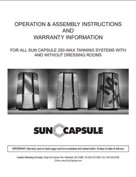 Sun Capsule 250W Max Tanning Bed Manual – Pro Salon Store